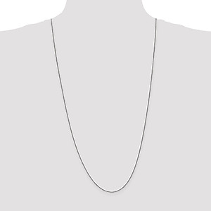 Solid 14k White Gold 1mm Spiga Chain Necklace - with Secure Lobster Lock Clasp 14"