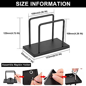 Livabber Napkin Holder, Metal Napkin Holder Modern Freestanding Tissue Paper Dispenser for Table Kitchen Countertop (Metal Base, Black)