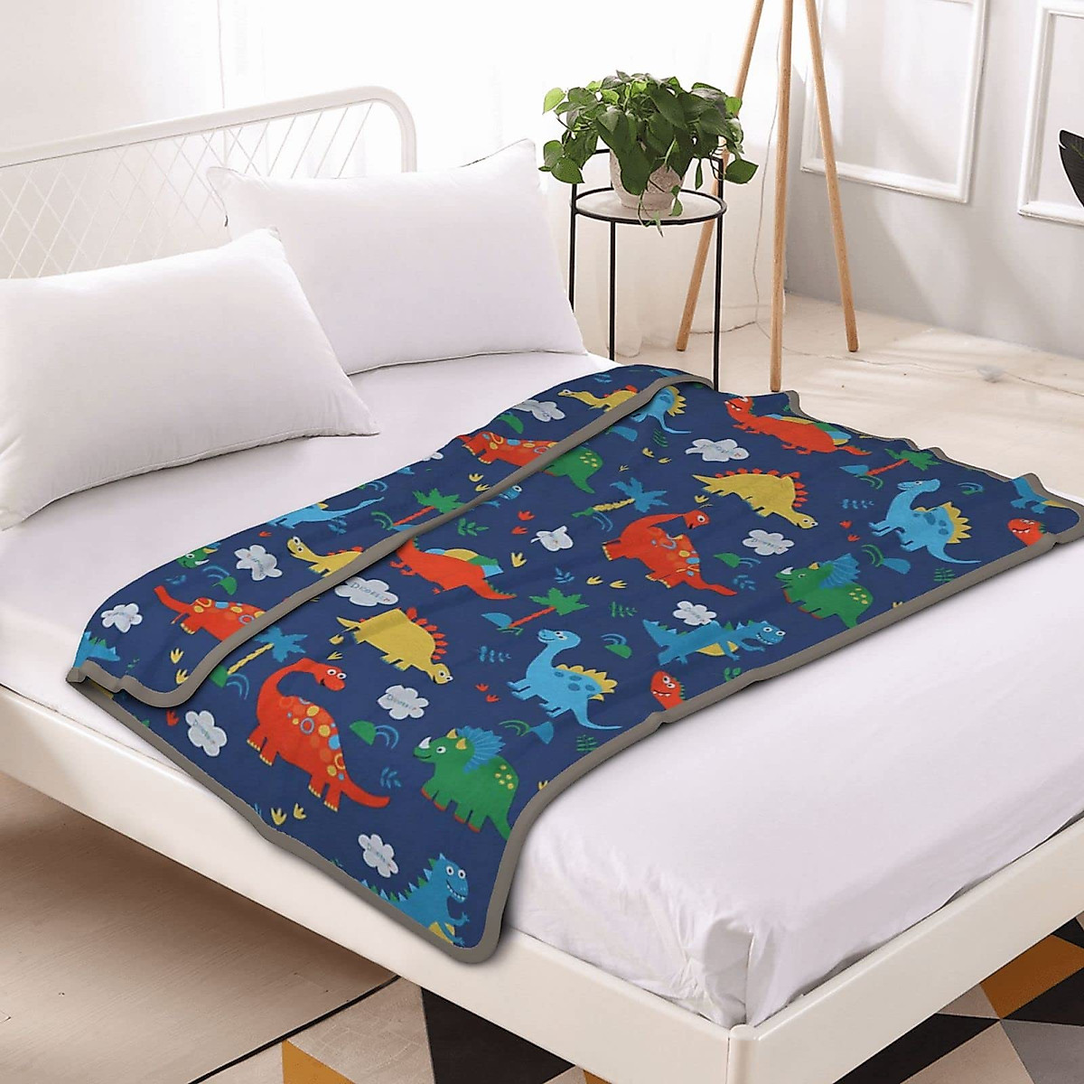 AIDIYANG Dinosaur Blanket for Boys, Kids Dinosaur Throw Blanket for Boys and Girls, Fluffy Cozy Dinosaur Fleece Blanket with Vibrant Colors and Cute Design for Sofa Bed Couch 50X60inch