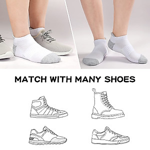 Ankle Socks for Women White Running Socks, Cushioned Athletic Low Cut No Show Compression Socks Womens Liner Footies for Sneakers 6 Pairs Size 9-11