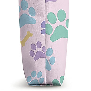 Pastel Puppy Paw Prints and Bones Light Pink Pattern Tote Bag