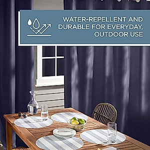 Exclusive Home Cabana Solid Indoor/Outdoor Light Filtering Grommet Top Curtain Panel Pair, 54"x63", Navy