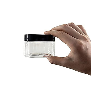 4 oz Plastic Pot Jars Round Clear Leak Proof Plastic Cosmetic Container Jars with black Lids for Cosmetic, Lotion, Cream, Eye shadow, 12 Pcs.
