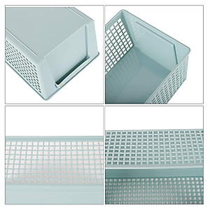 EYSOLD Plastic Storage Baskets, Portable PP Storage Boxes with Handles, Desktop Storage Box (6-Pack, Blue)