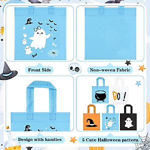 20Pcs Blue Halloween Party Treats Bags, Cute Ghost Cauldron NonWoven Halloween Candy Bag Gift Goodies Tote for Halloween Baby Shower Halloween Happy Boo Day A Little Boo is Almost Due Party Supplies