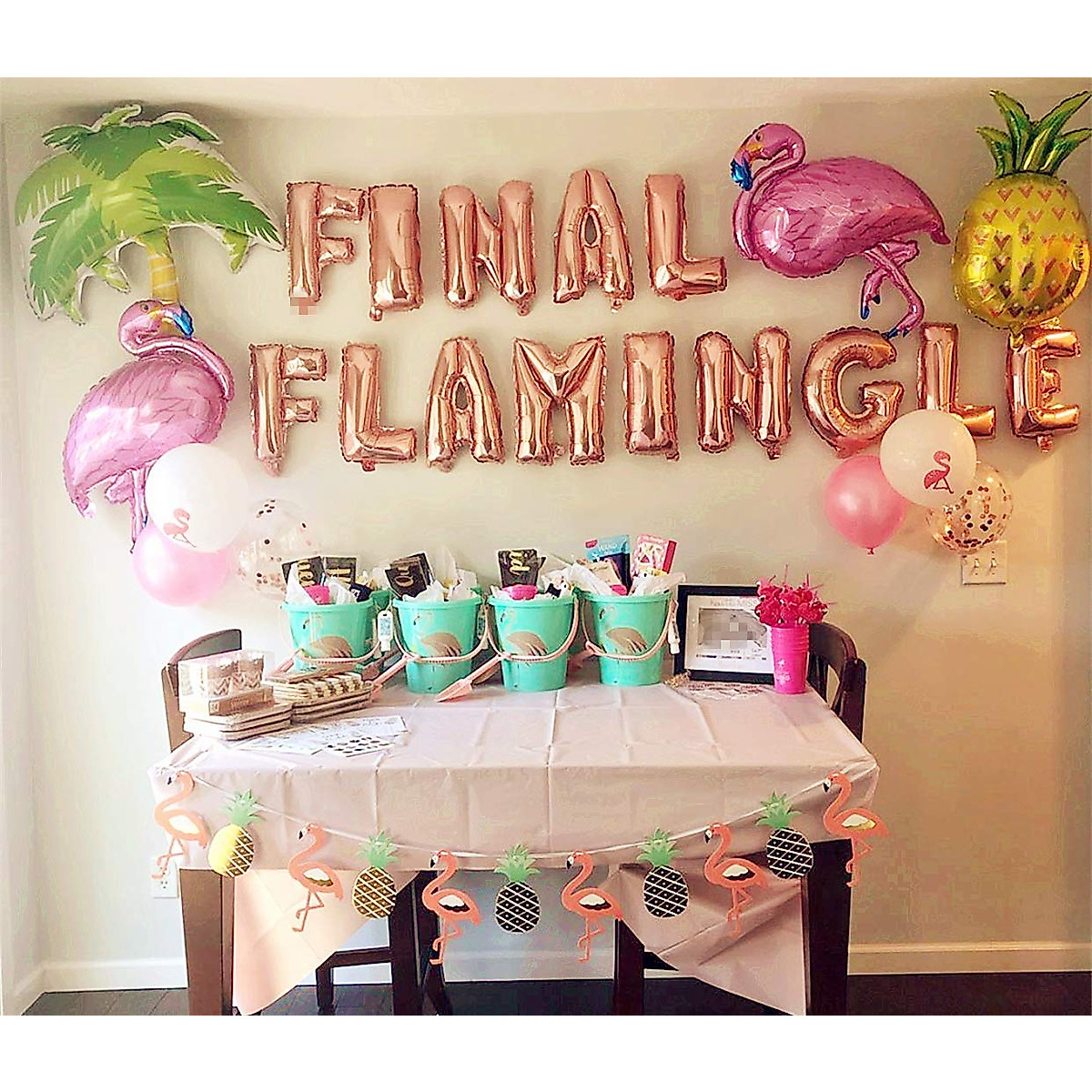 JeVenis Rose Gold Final Flamingle Balloons Flamingo Bach Balloons Flamingo Bachelorette Party Decor Flamingo Bach Balloon Banner Flamingle Bach Decorations