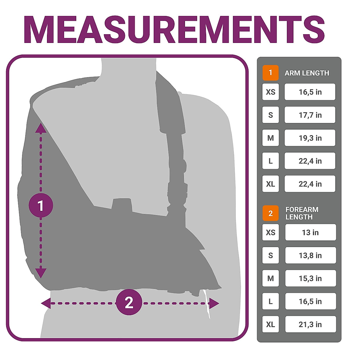 HIDROLIGHT - Immobilizer Arm Sling for Upper Limb Injuries - Arm Brace for Left and Right, Bursitis Elbow Brace, Arm Support Straps - Shoulder Support Immobilizer for Rotator Cuff - Black, X-Small