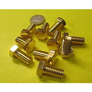 Brass Hex Head Bolts FT 3/8"-16 Thread x .750" Long 10 pcs