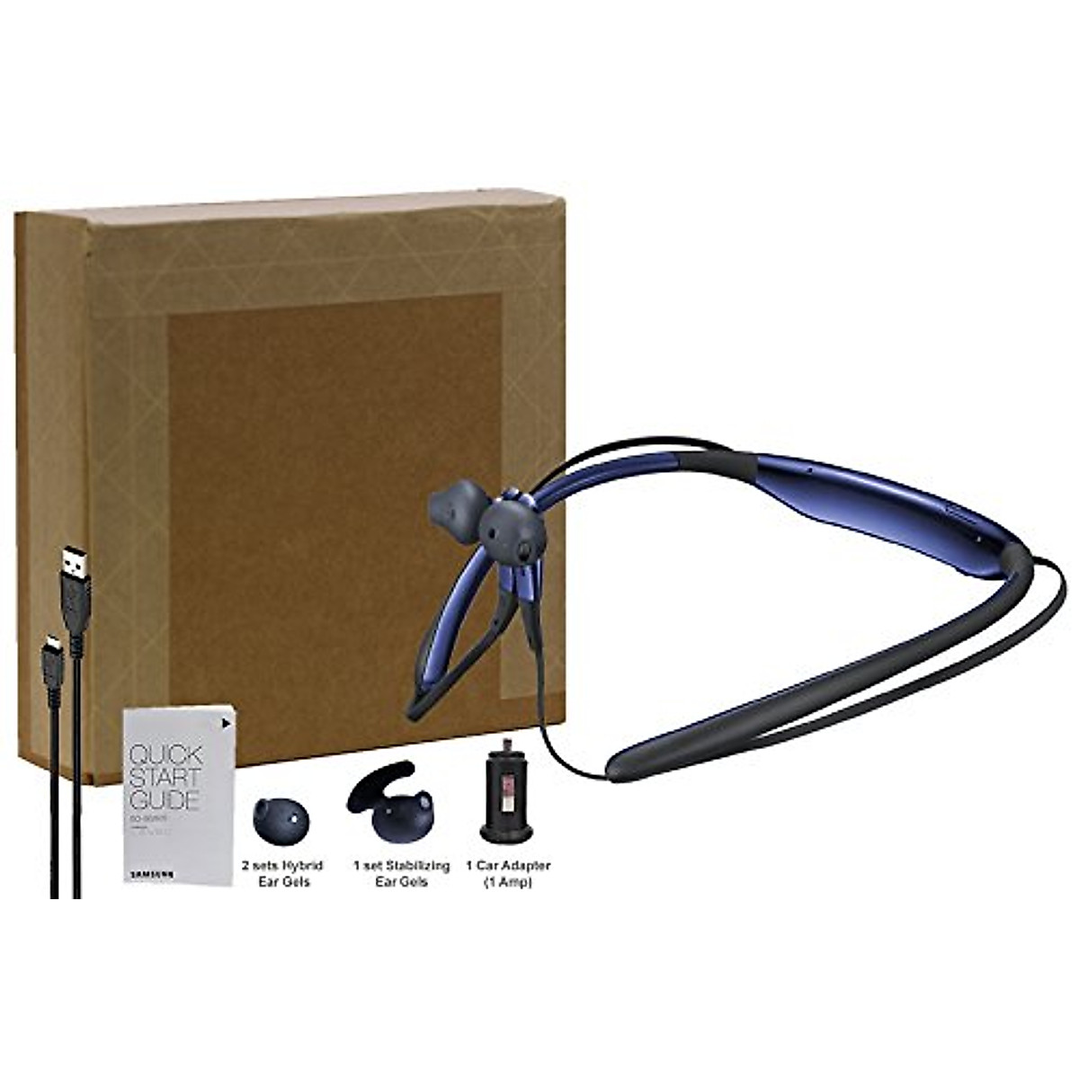 Samsung Level U Bluetooth Wireless In-ear Headphones with Microphone with Car/Wall Charger and Extra Ear Gels (US Model -Renewed Kit)