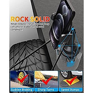 1Zero Rock Solid Cup Holder Phone Mount for Car Low Profile No Shaking Long Arm 2in1 Air Vent Car Phone Mount Compatible with All iPhone Samsung Cell Phones for Truck SUV Tesla Golf Cart Boat