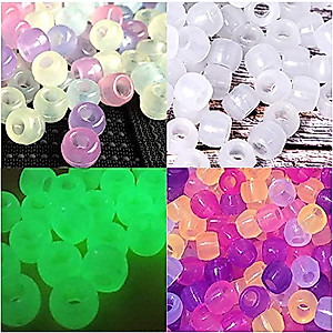 Korlon 1500 Pcs UV Beads, Glow in The Dark Beads Color Changing Sun Sensitive UV Reactive Pony Beads, Plastic Solar Beads with Crystal Elastic String & 2 Elastic Cords