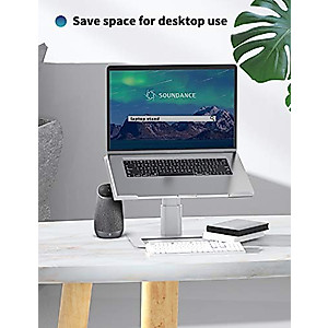 SOUNDANCE Adjustable Laptop Stand for Desk, Computer Stand, Ergonomic Laptop Riser Holder Compatible with 10 to 17.3 Inches Notebook PC Computer, Aluminum Silver