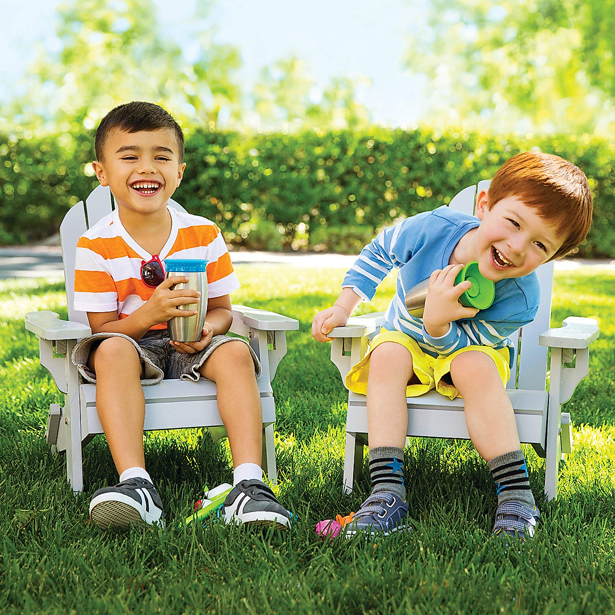 Munchkin® Miracle® 360 Toddler Sippy Cup with Straw and Open Sipper Lid, 10 Ounce, Stainless Steel, Blue