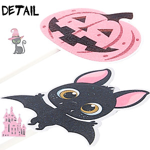 36Pcs Pink Ghost Cupcake Toppers Picks Halloween Cake Decorations for Halloween Party Decorations Halloween Themed Girls Baby Shower Supplies
