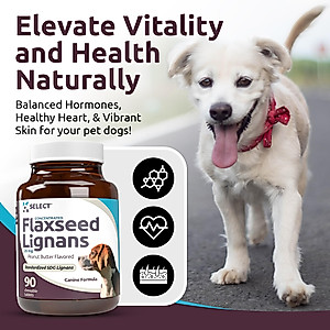 K9 Select Concentrated Flaxseed Lignans for Dogs, 20mg 90 Tablets, Flax Seed Natural Tablets, Peanut Butter Flavored Chewable Tablets, Natural Flaxseed Lignans for Dogs, Flax Impove Dog's Coat