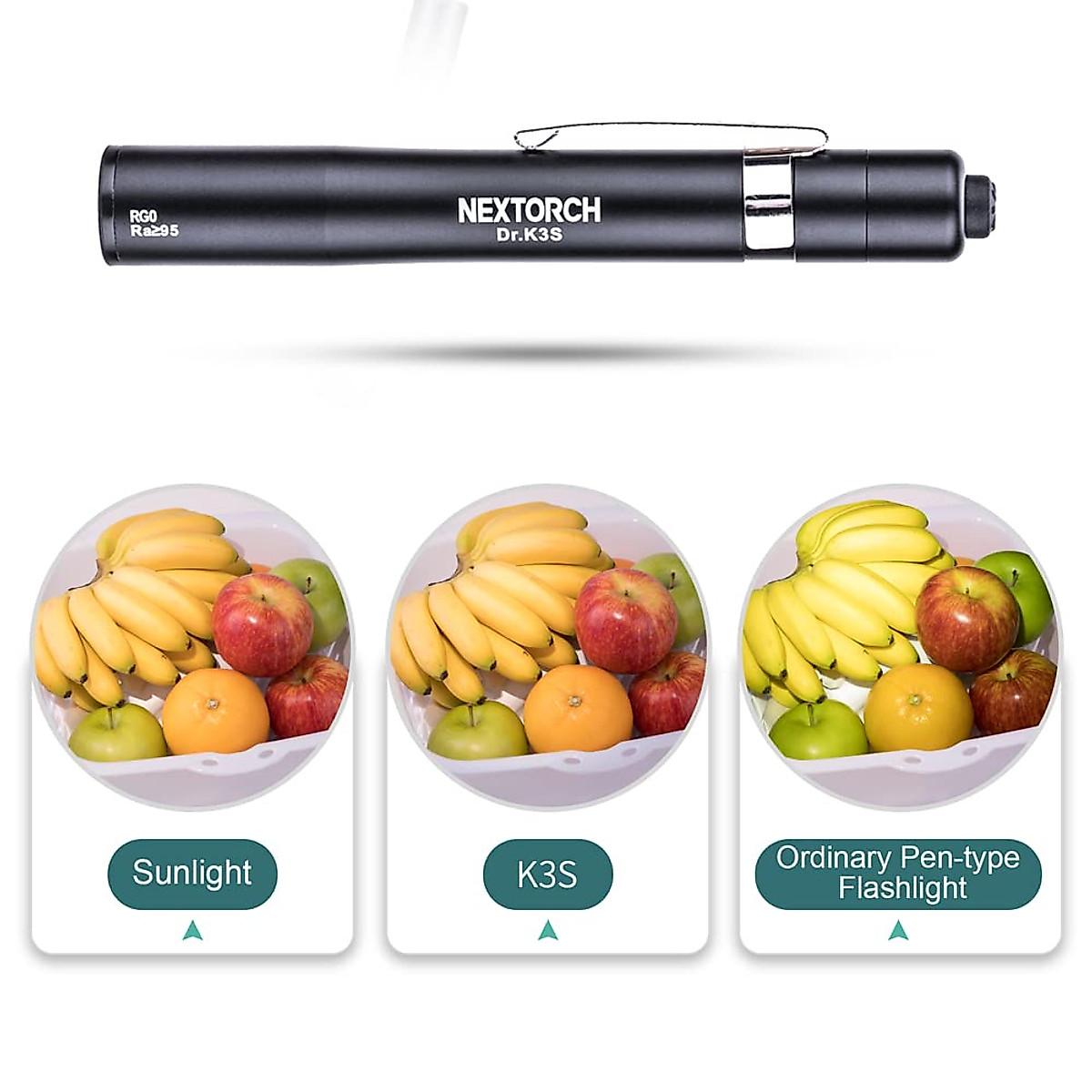 NEXTORCH Professtional Medical LED Penlight Flashlight with a Clip Small Torch for Nursing Students Doctors AAA Battery K3S