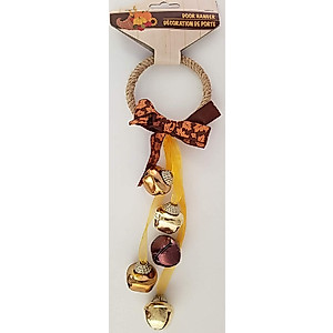 Fall Harvest Thanksgiving Jingle Bell Door Knob Hangers 11-12”, Select Bell Colors (Brown & Gold)