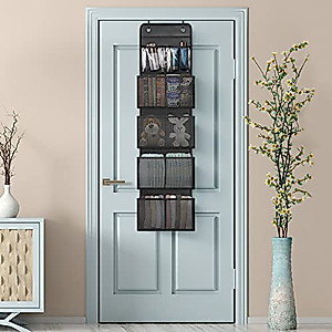 NPET Over Door Hanging Organizer Wall Mount Storage with Clear PVC Pocket, EVA Waterproof Mesh Pocket and Oxford Cloth Material for Closet Bedroom Nursery Dorm (33BK01, Black)