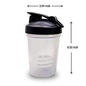 D.Y.A Shaker Bottle with Shaker Balls Leak Proof Drink Shaker Bottle Ideal for Workout Supplements,Protein powder, BPA Free, Nutrition, Portable Fitness Bottle for Fitness Enthusiasts Athletes (400ml,12-OZ)