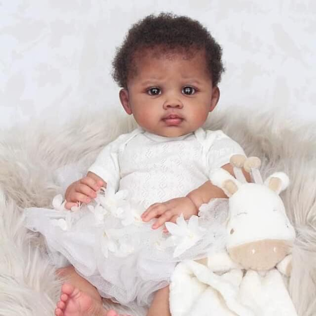 iCradle Reborn Baby Doll 24" African American Soft Silicone Realistic Toddler Toy for Kids Age 3+