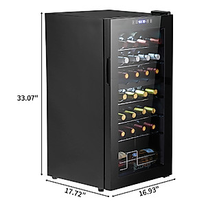 Winado 28-Bottle Dual Zone Compressor Wine Cooler, Freestanding Compact Mini Wine Fridge with Adjustable Temperature, Digital Control & Removable Shelves for Wine Storage