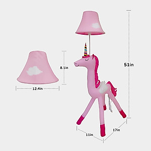 Floor Lamp by Cozylight, Pink Unicorn Design 51inch Tall Standing Lamp for Girl’s Bedroom, Hand-Stitched Toy Lamp Decorate Living Room, with an E26 LED Bulb
