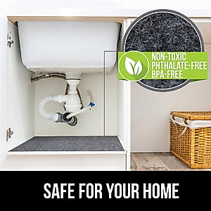 Gorilla Grip Drawer Liner and Under Sink Mat, Drawer Liner Size 12x20 in Beige, and Under Sink Mat Size 24x30 in Charcoal, 2 Item Bundle