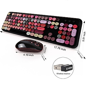 FOPETT Keyboard and Mouse Sets, Wireless, Reliable 2.4 GHz Connectivity for PC,Laptop,Smart TV and More (Black Colorful)