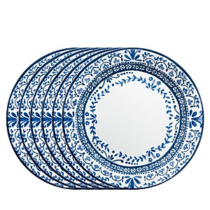 Corelle Vitrelle 6 PIECE Dinner Plates Set, Triple Layer Glass and Chip Resistant, Lightweight Round Plates, Portofino