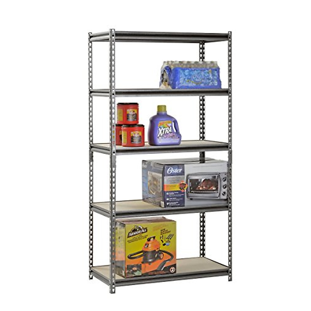 Muscle Rack UR361872PB5PAZ-SV Silver Vein Steel Storage Rack, 5 Adjustable Shelves, 4000 lb. Capacity, 72" Height x 36" Width x 18" Depth