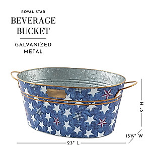 MACKENZIE-CHILDS Royal Star Beverage Bucket, Decorative Outdoor Galvanized Tub for Drinks