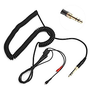 eboxer-1 Headphone Audio Cable, Spring Audio Cable with Adapter, OFC Copper Core, Replacement 3.5mm Headset Audio Wire for Sennheiser HD25/HD560/HD540/HD430/HD250, 19.7ft