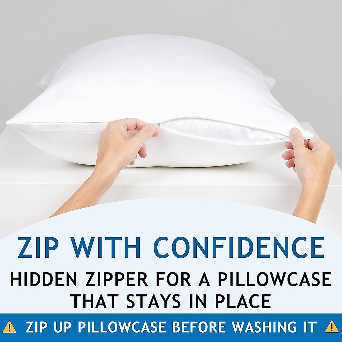 Cooling Pillow Cases King - 100% Viscose Bamboo Pillowcase Set of 2, Zippered, Cool Pillow Cases for Hot Sleepers, Soft