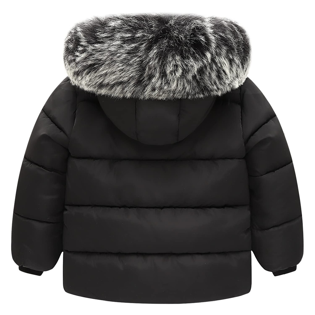 YAGATA Toddler Coat Thicken Fur Collar Hoodie Down Toddler Jacket Warm Toddler Winter Puffer Jacket Black 1-2T 90