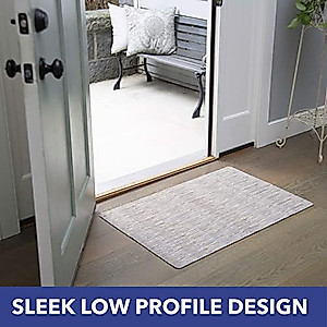 SoHome Ultra Thin Indoor Door Mat Kitchen Mat, Low Profile Stain Resistant Nonslip Design, Machine Washable, 24" x 35", Gray Gold