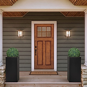 Wallowa Metallic Heavy Tall Outdoor/Indoor Planter Box 14Lx14Wx30H Inches Rectangular Large Flowerpot, Tall Metal Planter Box for Front Porch ‎25 Pounds, No Assembly Required, Black, 1 Pack