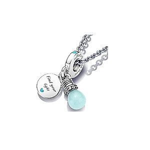 Lkwidi Glow-in-the-dark Lightbulb Double Dangle Charm 925 Sterling Silver Pendant,Jewelry Beads Gifts for Women Bracelet&Necklace