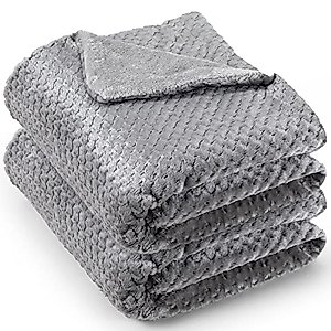 2 Pcs Pet Blanket Flannel Double Layer Dog Cat Blanket Soft Warm Fleece Blankets for Pets Puppy Kitten, Fluffy Cozy Cat Thick Throw Blanket for Couch Bed Sofa Travel Camping (Gray,32 x 40 Inch)