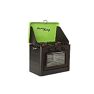 Flame King YSNHT-300 Portable Outdoor Propane Oven Stove Combo for Camping, RV, Tailgating, Trailer, Green/Black
