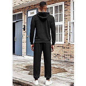 COOFANDY Mens Athletic 2 Piece Tracksuit Set Casual Sweatsuits hoodie Sweatpants Jogging Suits Black Small