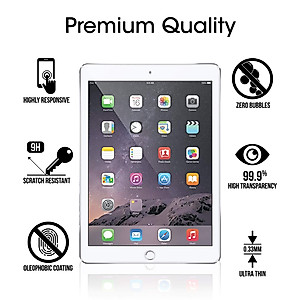 amFilm Glass Screen Protector for iPad 9.7 6th Gen, 5th Gen, iPad Pro 9.7, iPad Air, Air 2, Tempered Glass, Apple Pencil Compatible, 1 Pack