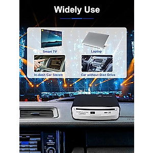 External Universal CD Player for Car - LEHWEY Portable CD Player with Extra USB Extension Cable, Plugs into Car USB Port, Laptop, TV, Mac, Computer, for Android 4.4 and Above Navigation