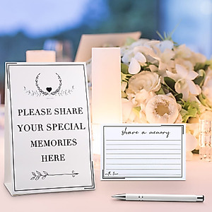 Outus 52 Pieces Share a Memory Cards Funeral Guest Book Memory Card for Celebration of Life, Birthday, Graduation, Wedding, Anniversary, Retirement, Baby Showers (White)