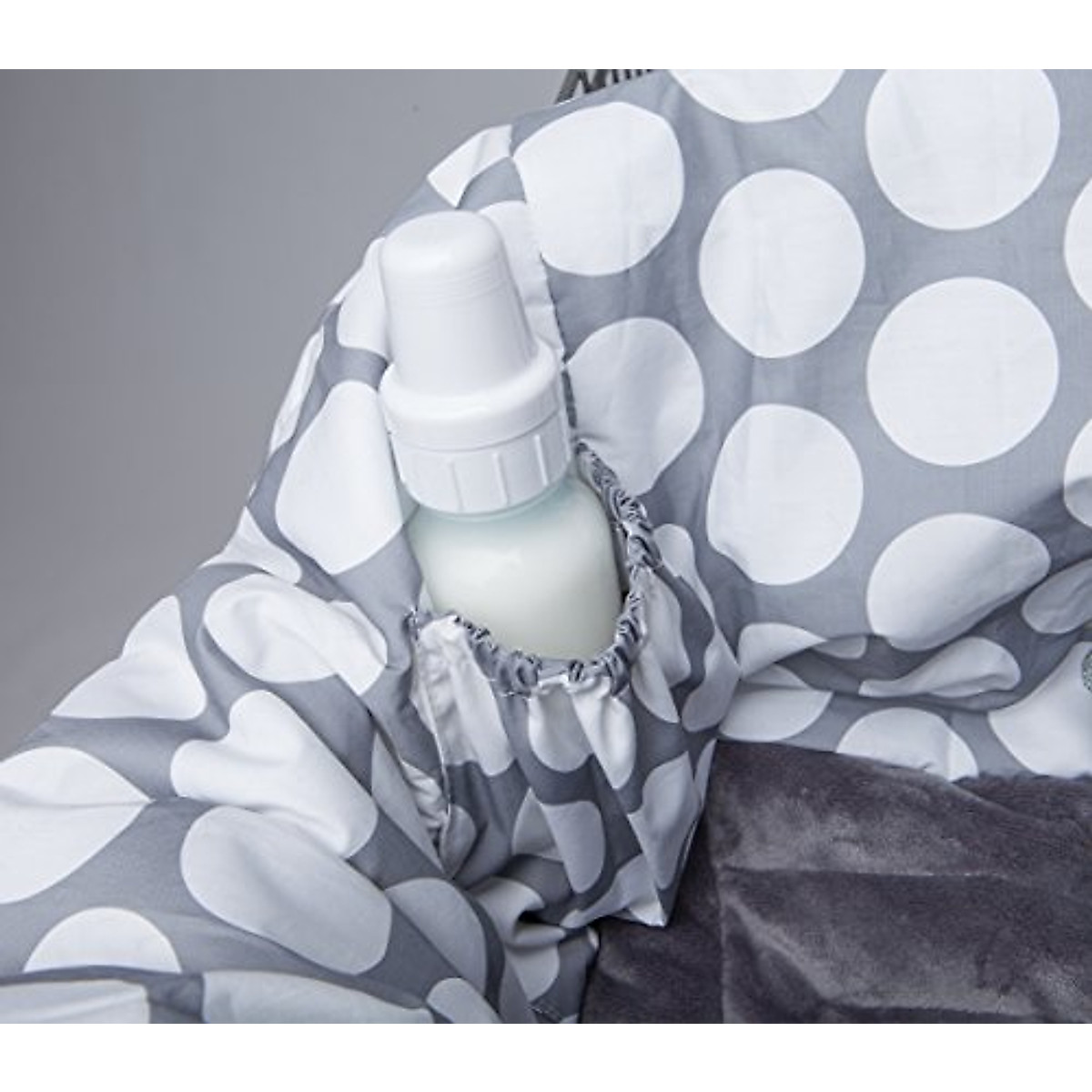 Boppy Preferred Shopping Cart and High Chair Cover with Storage Pouch, Gray Jumbo Dots with Changeable SlideLine Toy, Plush Minky Seat, 2-point Safety Belt, Wipeable and Machine Washable, 6-48 months