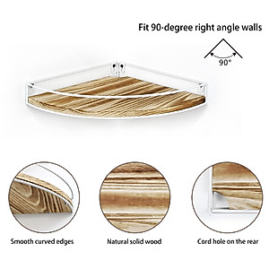 YXDXF Corner Floating Shelves, Corner Wall Shelf with Cable Hole Wall Corner Shelf Wall Mounted Wood Corner Shelves for Wall, White Set of 3