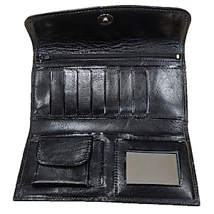 Sharpshooter Ladies Tooled Leather Western Blossoming Roses Trifold Wallet (BLACK)