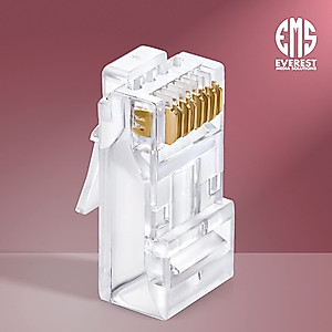 Everest Media Solutions RJ45 Cat6/6a Pass Through Connectors for a Thick 23 AWG Large Diameter UTP Network Cable, 100 Pcs | Insert Guides Included