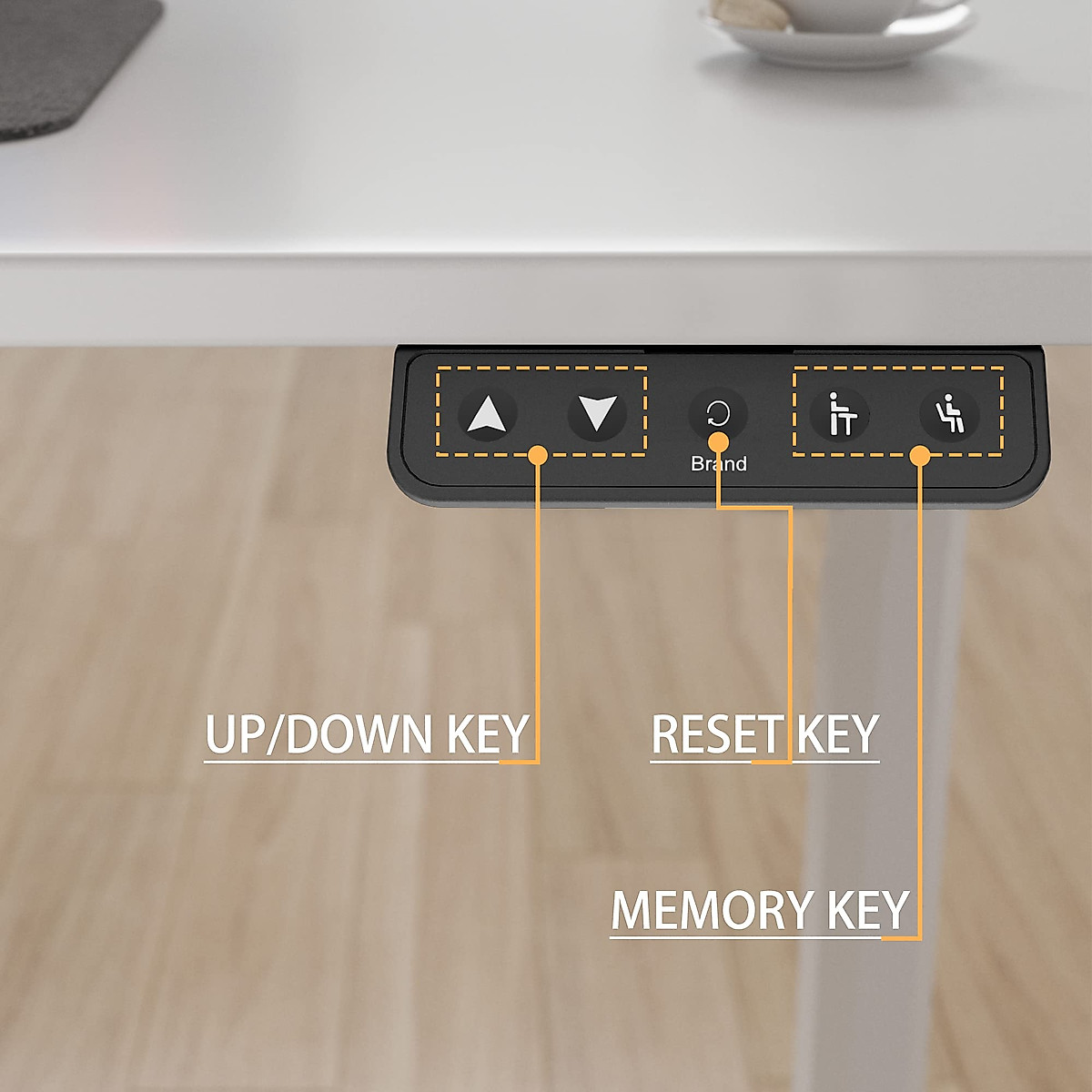 JUMMICO Standing Desk Electric Adjustable Desk Large 44 x 24 Sit Stand Up Desk Home Office Computer Desk Memory Preset with T-Shaped Metal Bracket and Holes for Routing Cables, White