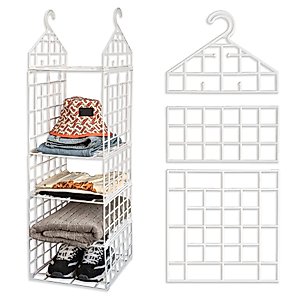 Vida brillante 4 Tier Shelf Hanging Closet- DIY Organizer for Clothing Sweaters Shoes Handbags Clutches Accessories