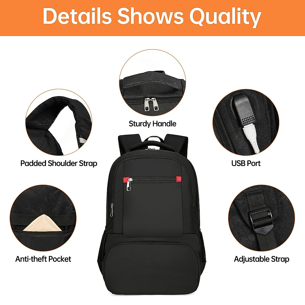 DAILY&DIARY Lunch Backpack, Insulated Cooler Backpack with Lunch Compartment for Men Women Water Resistant Lunch Bag 15.6 Inch Laptop Backpack Durable for Work, School, Camping, Picnics, Black